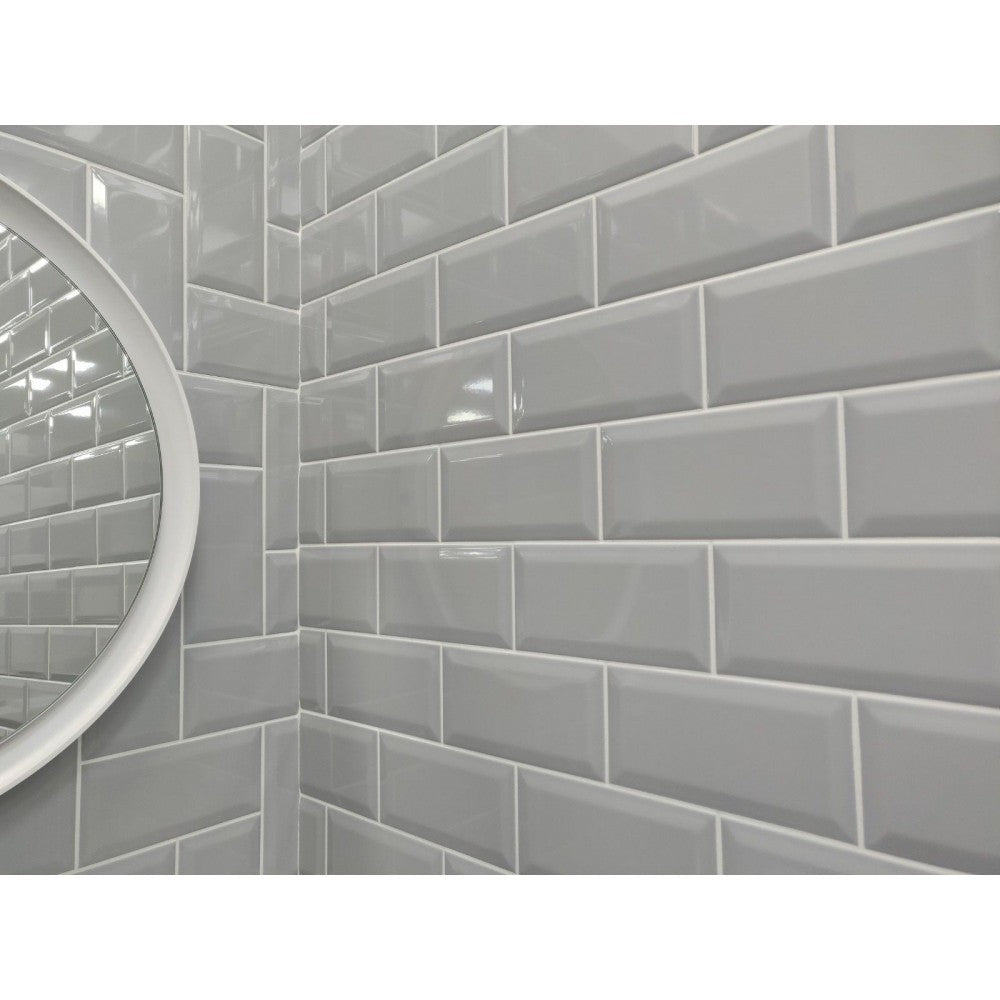 Underground Light Grey Metro Gloss Ceramic 10cmx20cm Kitchen Wall Tile ...